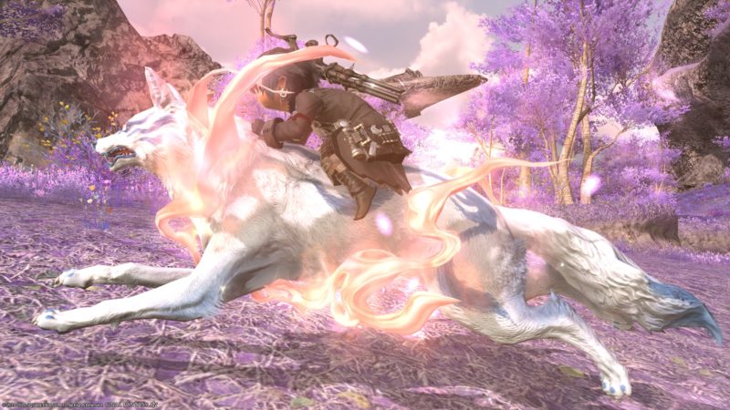 “Blissful Kamuy” Pink Fire Dog God Emanation (Extreme) Mount | 【FF14 ...