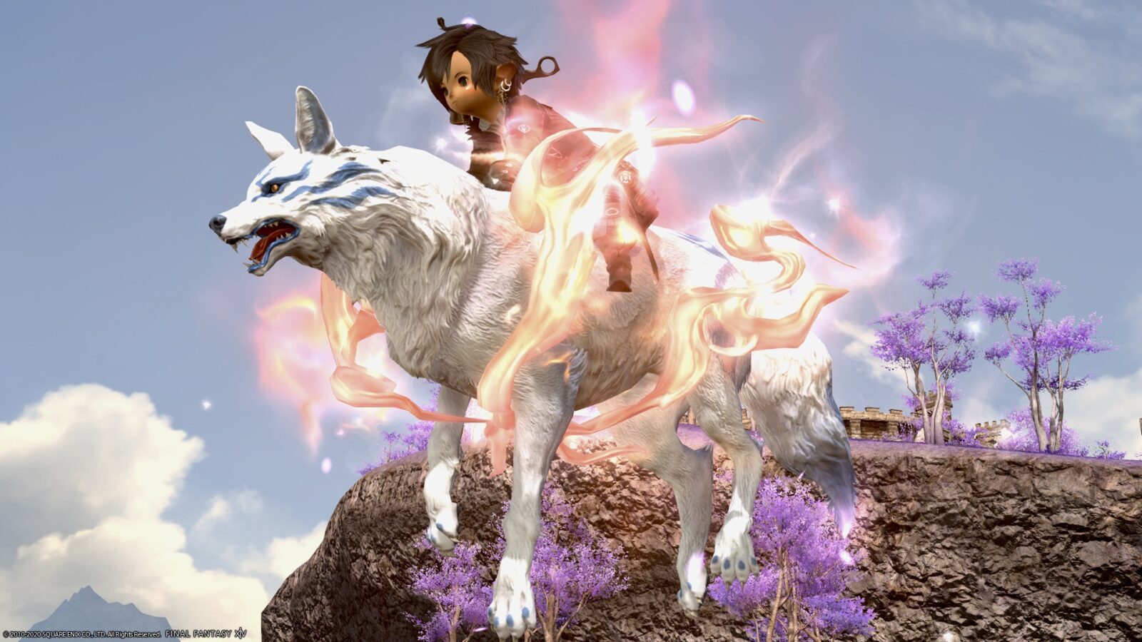 “Blissful Kamuy” Pink Fire Dog God Emanation (Extreme) Mount | 【FF14 ...