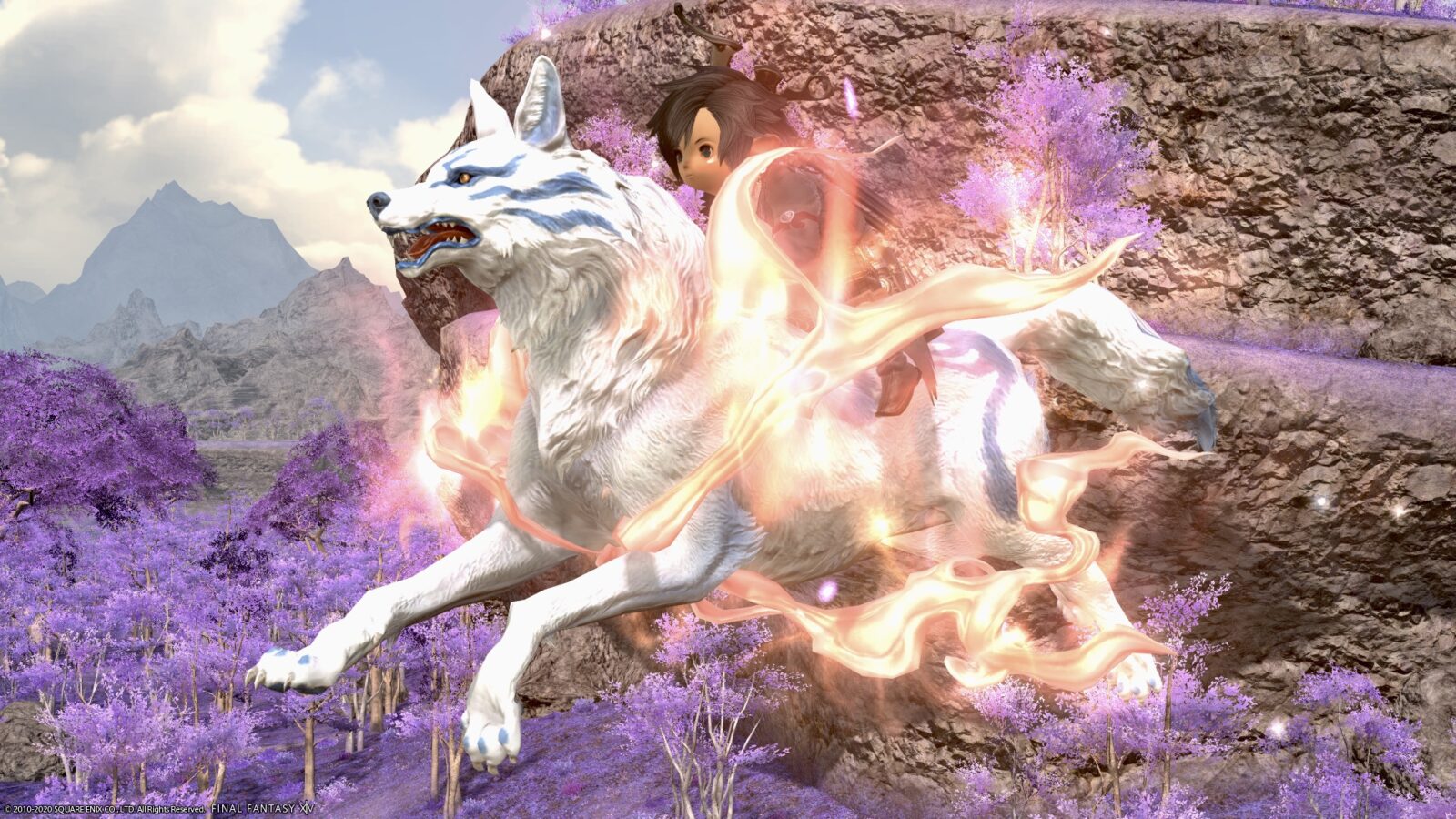 “Blissful Kamuy” Pink Fire Dog God Emanation (Extreme) Mount | 【FF14 ...
