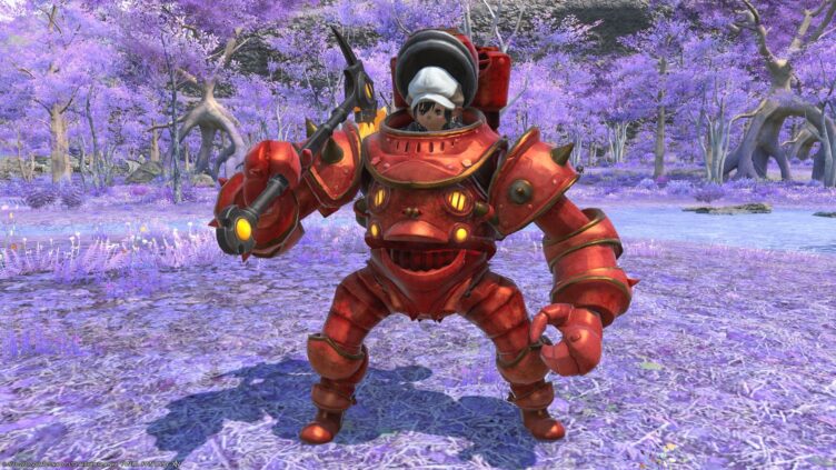 “Construct VI-S” “Three times faster?” Cat-shaped robot mount in red ...