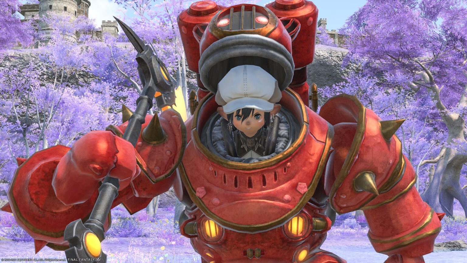 “Construct VI-S” “Three times faster?” Cat-shaped robot mount in red ...