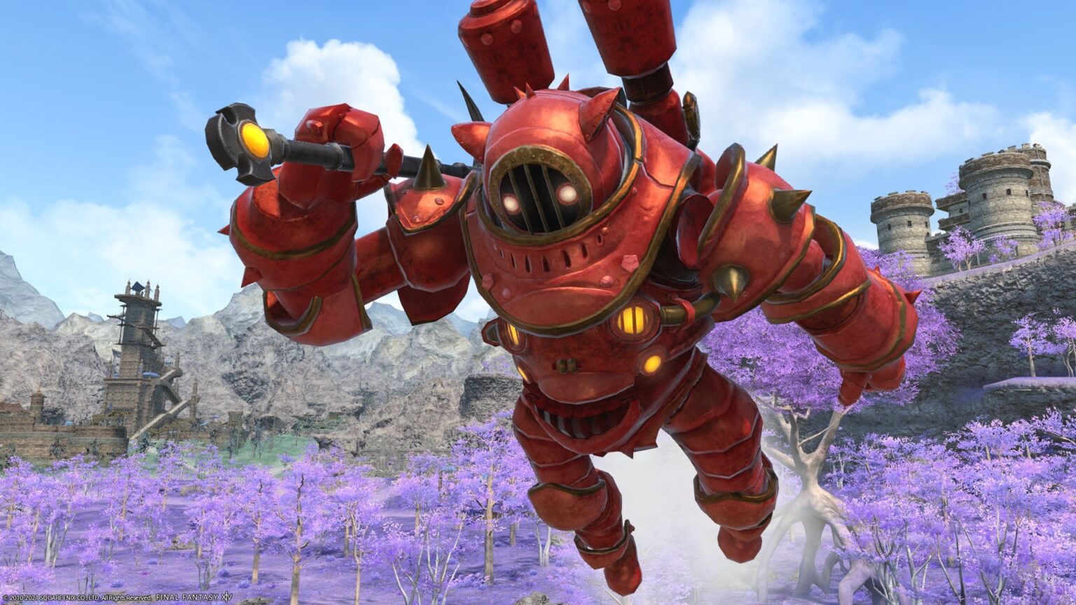 “Construct VI-S” “Three times faster?” Cat-shaped robot mount in red ...