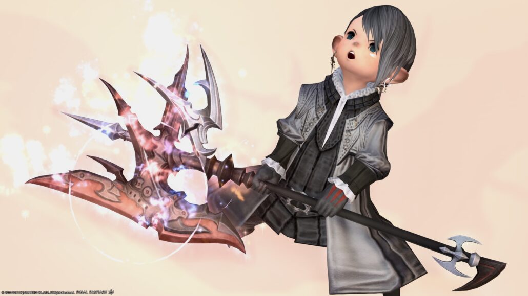 Warrior Eureka Weapon (EW) Fourth Form-A glowing axe wrapped in flames ...