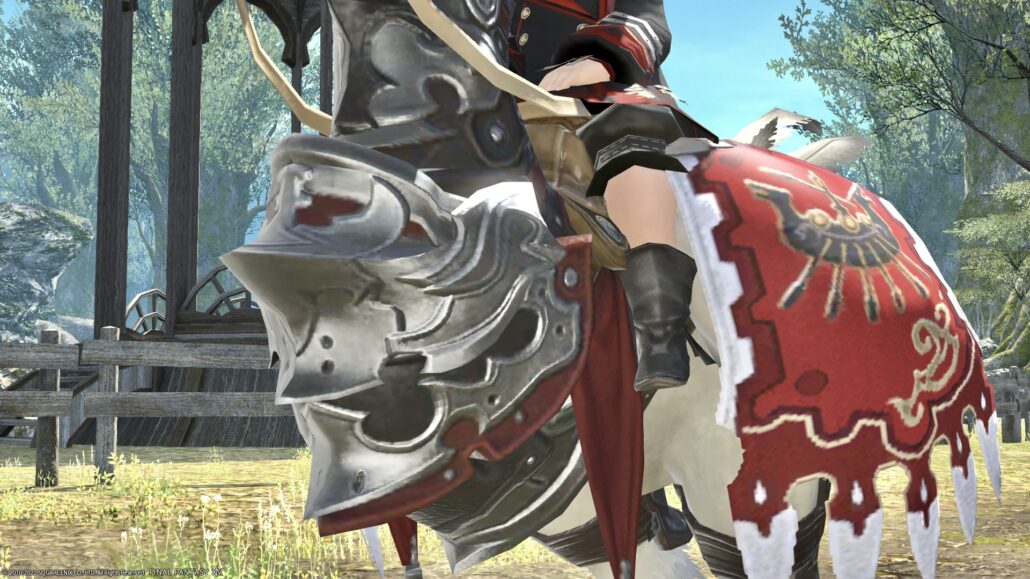 The Maelstrom’s Storm Sergeant Second Class chocobo armor, Limsa’s red armor “Lominsan Barding ...