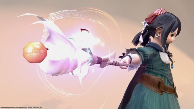 A white mage’s glowing cane with cute notes and moogle “Mighty Moggle ...