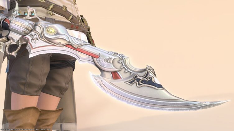 Near-future gunbreaker weapon with a crescent moon blade “Moonward ...