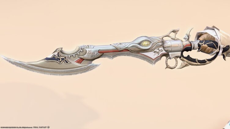 Near-future gunbreaker weapon with a crescent moon blade “Moonward ...