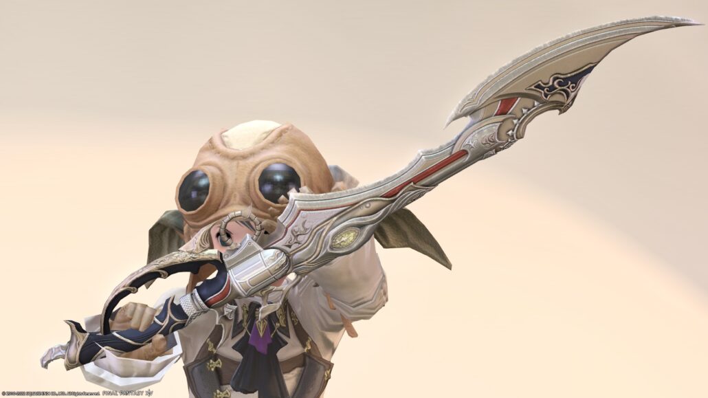 Near-future gunbreaker weapon with a crescent moon blade “Moonward ...