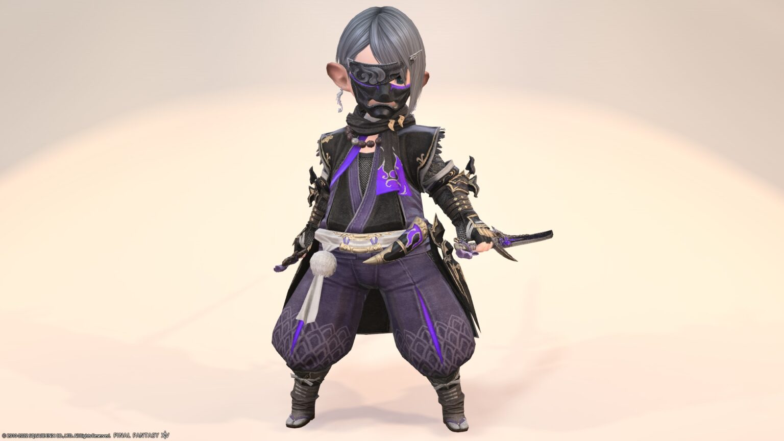 忍者のAF5装備・黒と紫が美しい伝統装束『蜂屋』シリーズ（ララフェル男子Ver.） | Norirow Note エオルゼア冒険記 in FF14