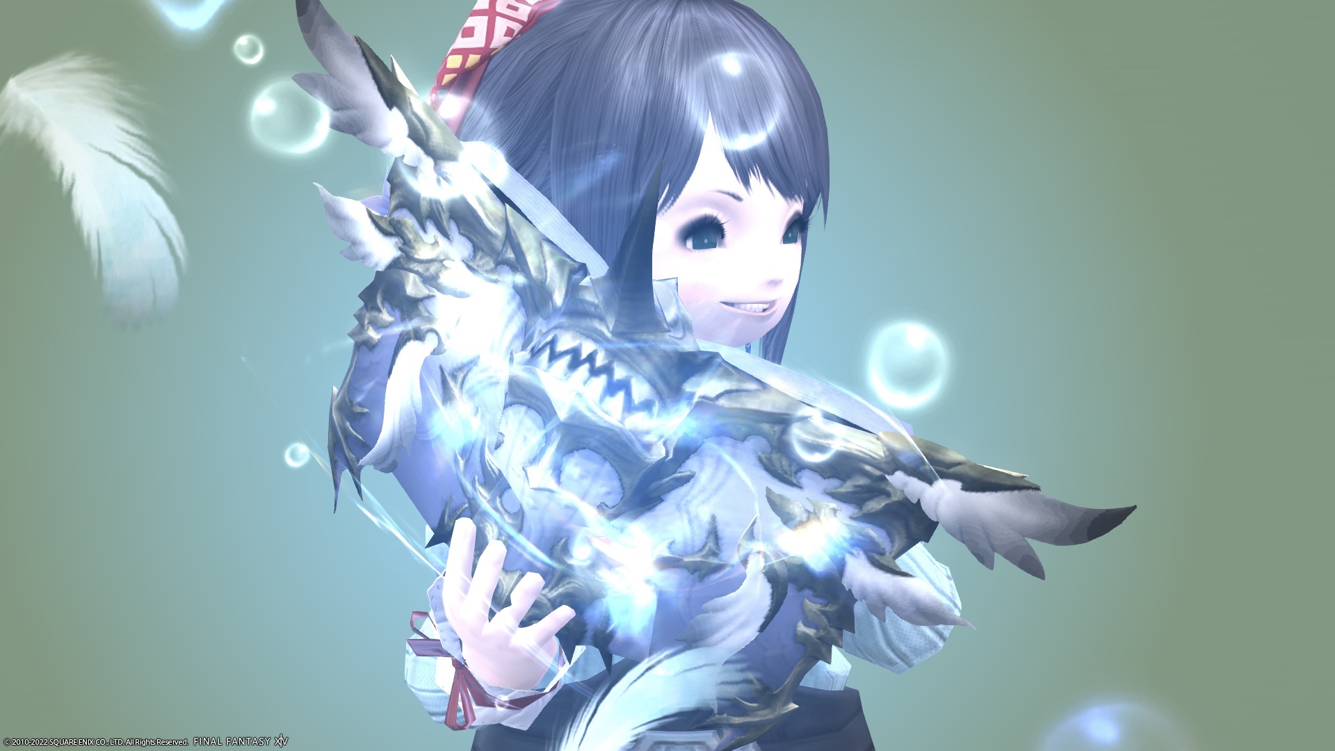 Purple grimoire with dancing feathers and bubbles Summoner weapon ...