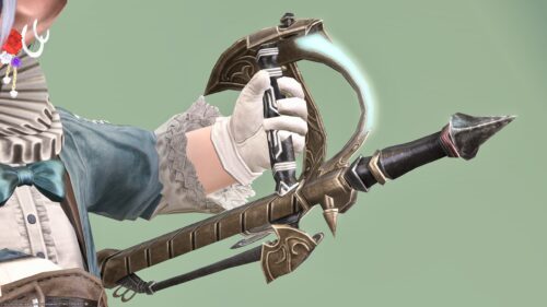 Golden Tonfa monk weapon that shines in turquoise color “Classical ...