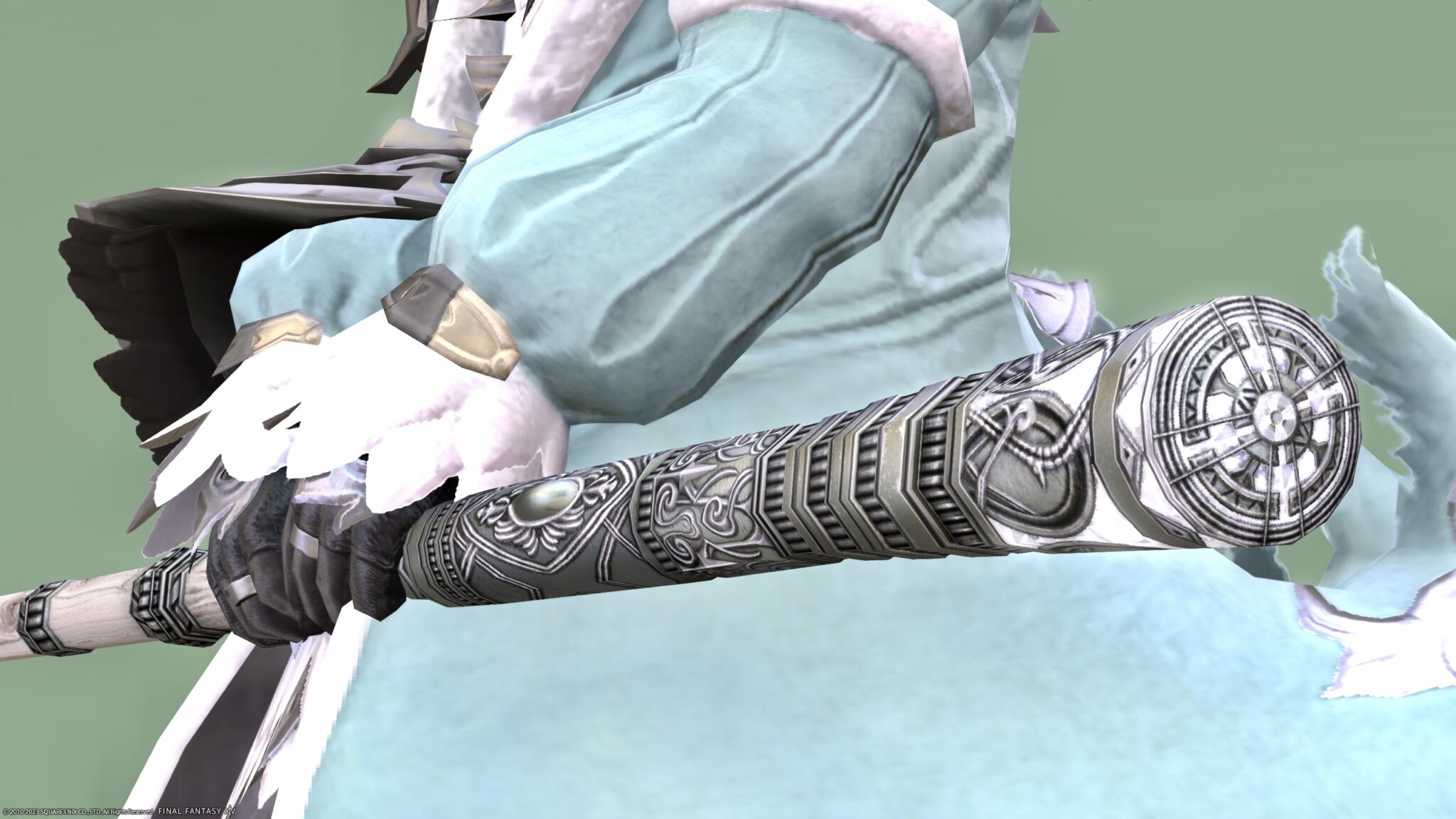A simple rod-shaped White Mage weapon with beautiful silverwork ...