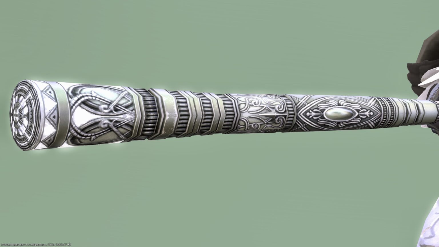 A simple rod-shaped White Mage weapon with beautiful silverwork ...