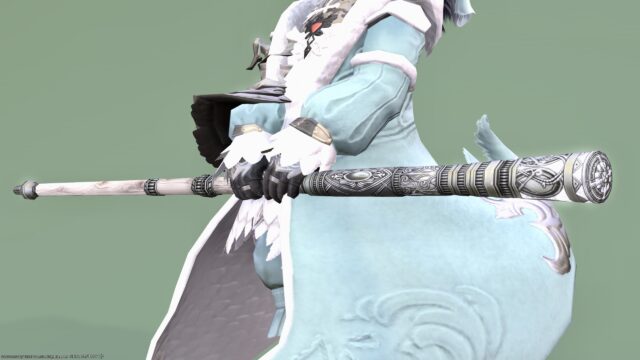 A simple rod-shaped White Mage weapon with beautiful silverwork ...