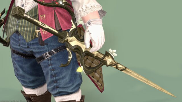 Plant-based red mage weapon with cute flower decorations “Moonward ...