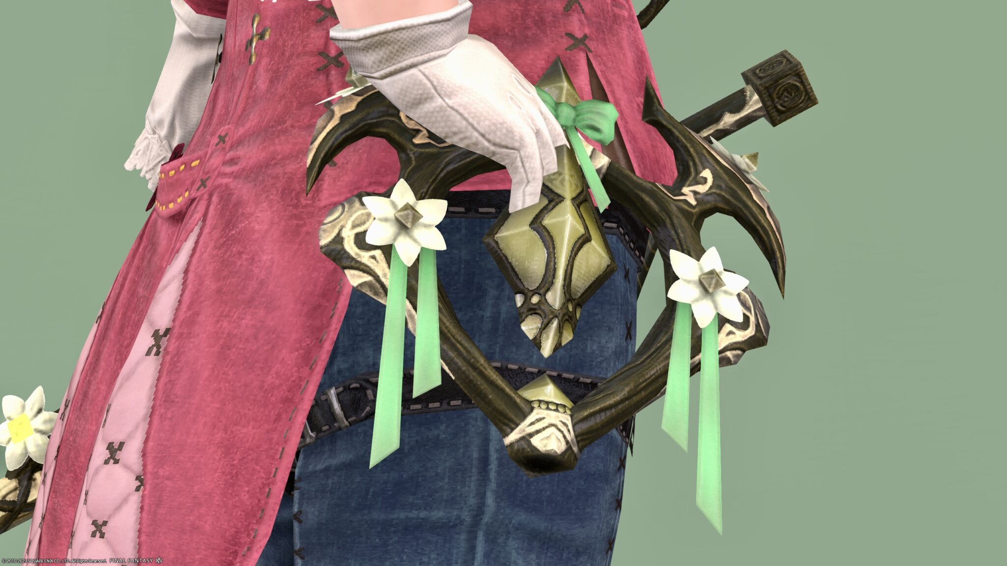 Plant-based red mage weapon with cute flower decorations “Moonward ...