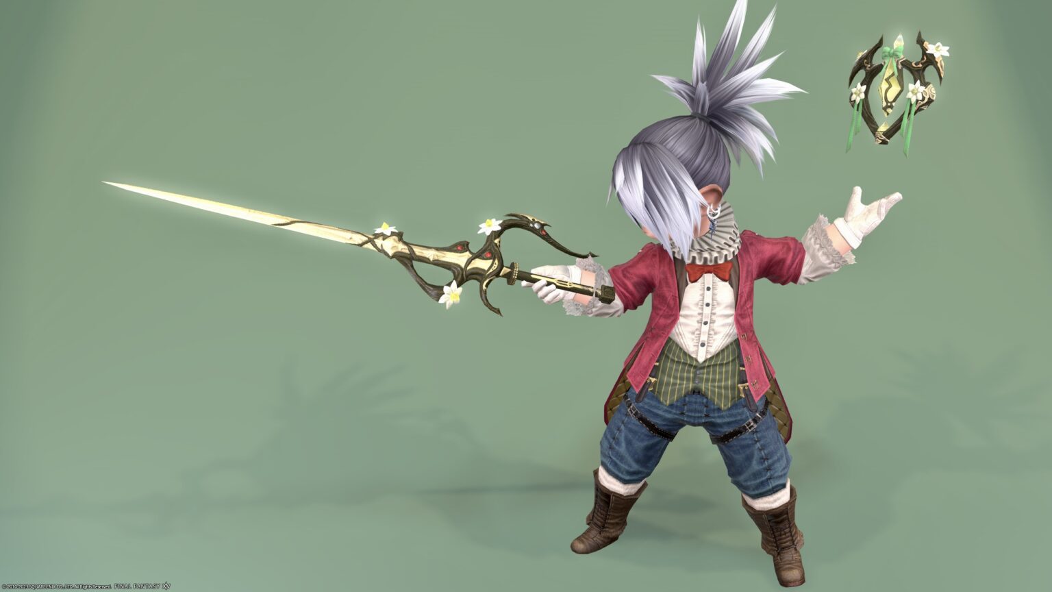 Plant-based red mage weapon with cute flower decorations “Moonward ...