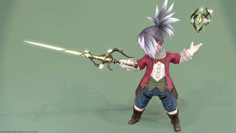 Plant-based red mage weapon with cute flower decorations “Moonward ...