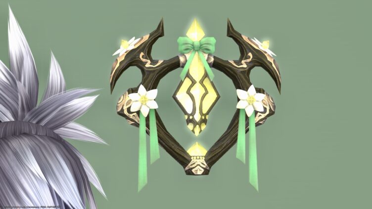 Plant-based red mage weapon with cute flower decorations “Moonward ...
