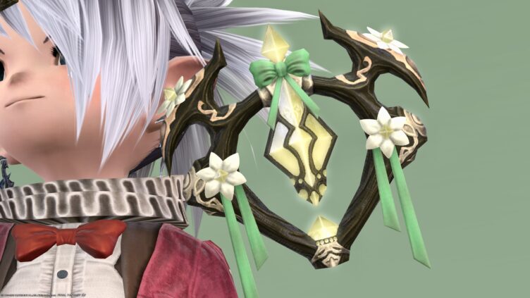 Plant-based red mage weapon with cute flower decorations “Moonward ...