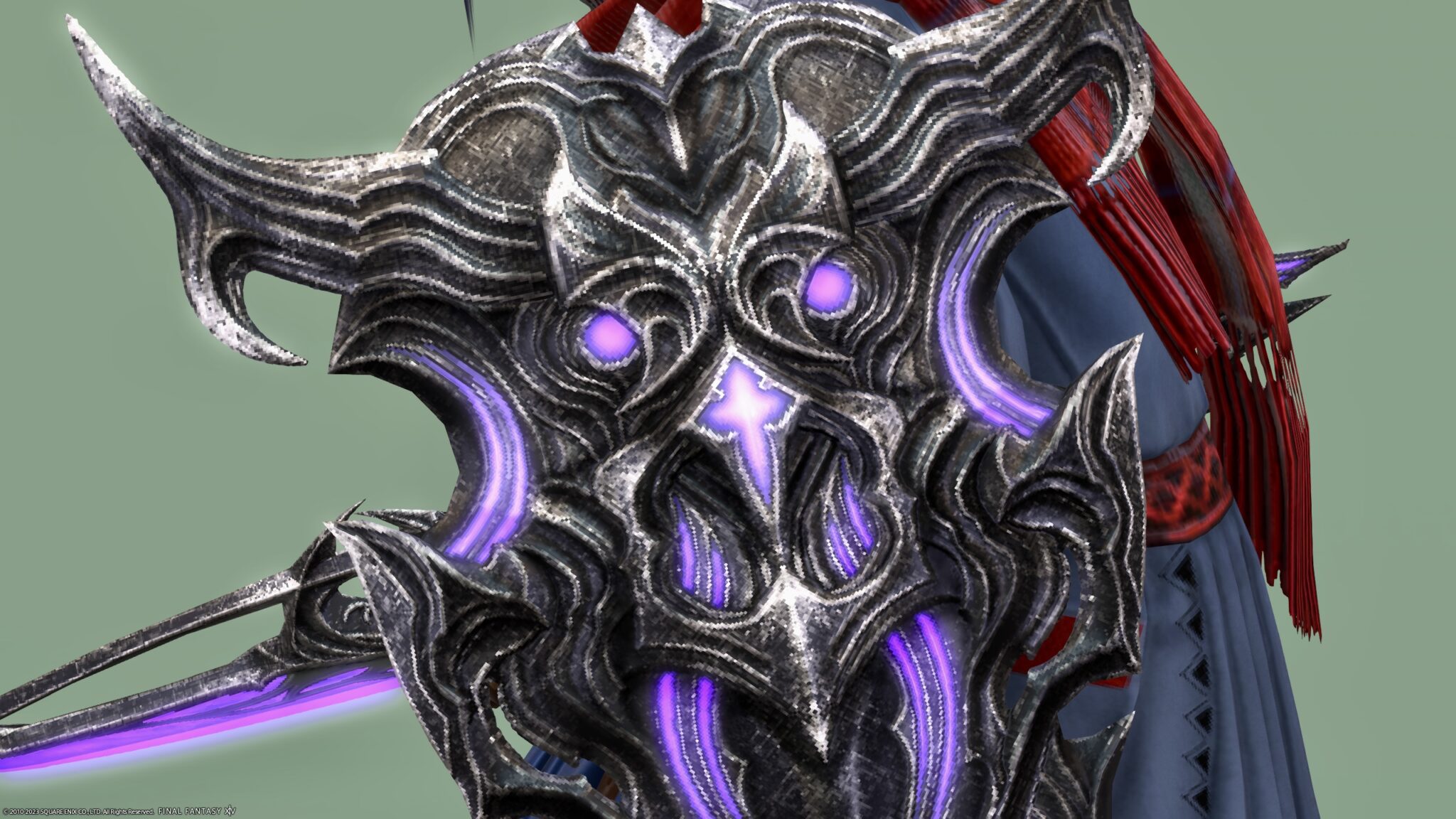 A dark fantasy Paladin weapon that glows purple “Monstrorum Falchion ...