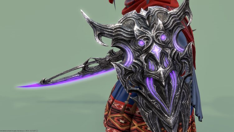 A dark fantasy Paladin weapon that glows purple “Monstrorum Falchion ...