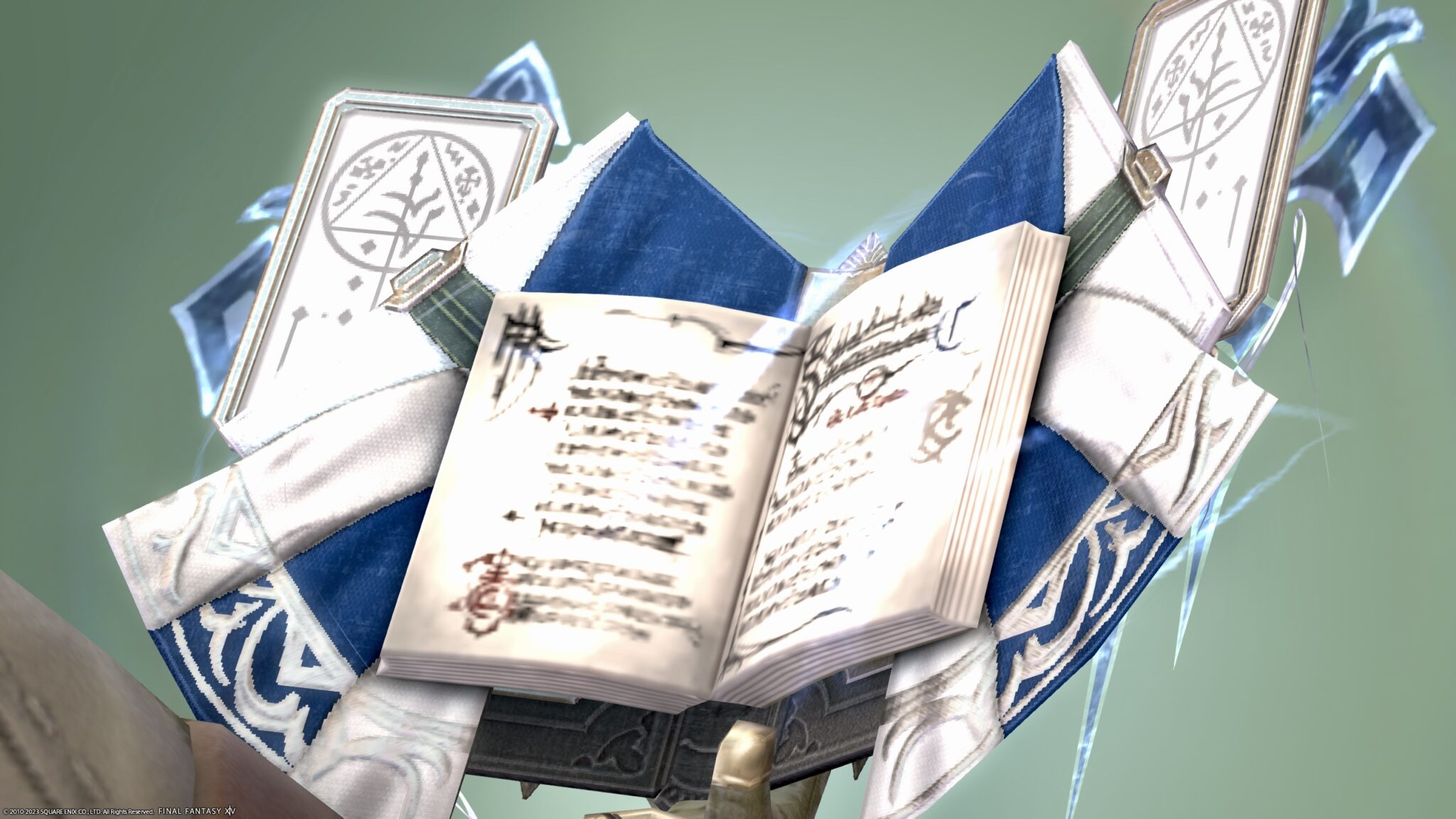 Scholar’s Manderville Weapon Stage 2: A shining book with a noble crest ...