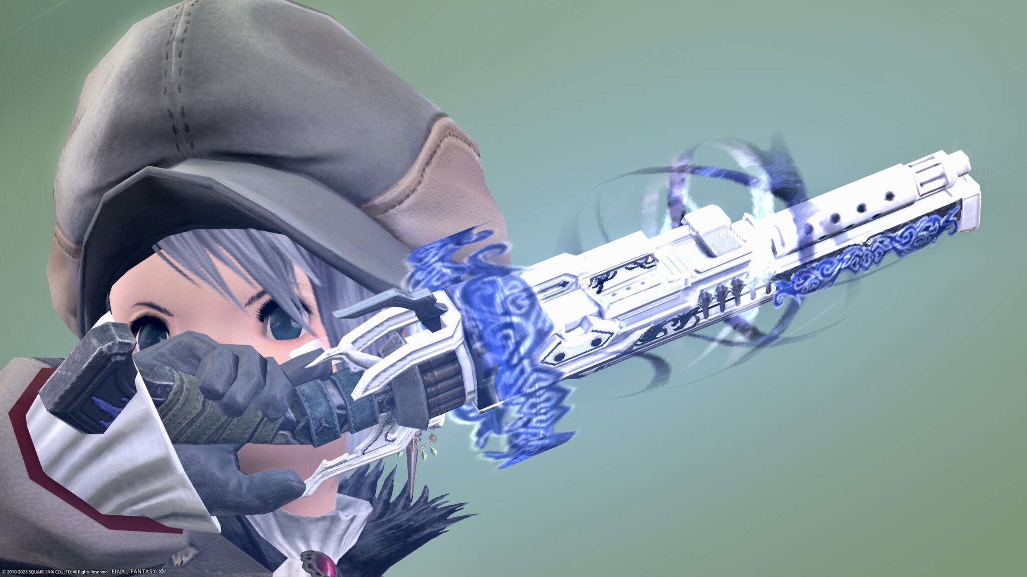 Machinist’s Manderville Weapon Stage 2: A small rifle that glows blue ...