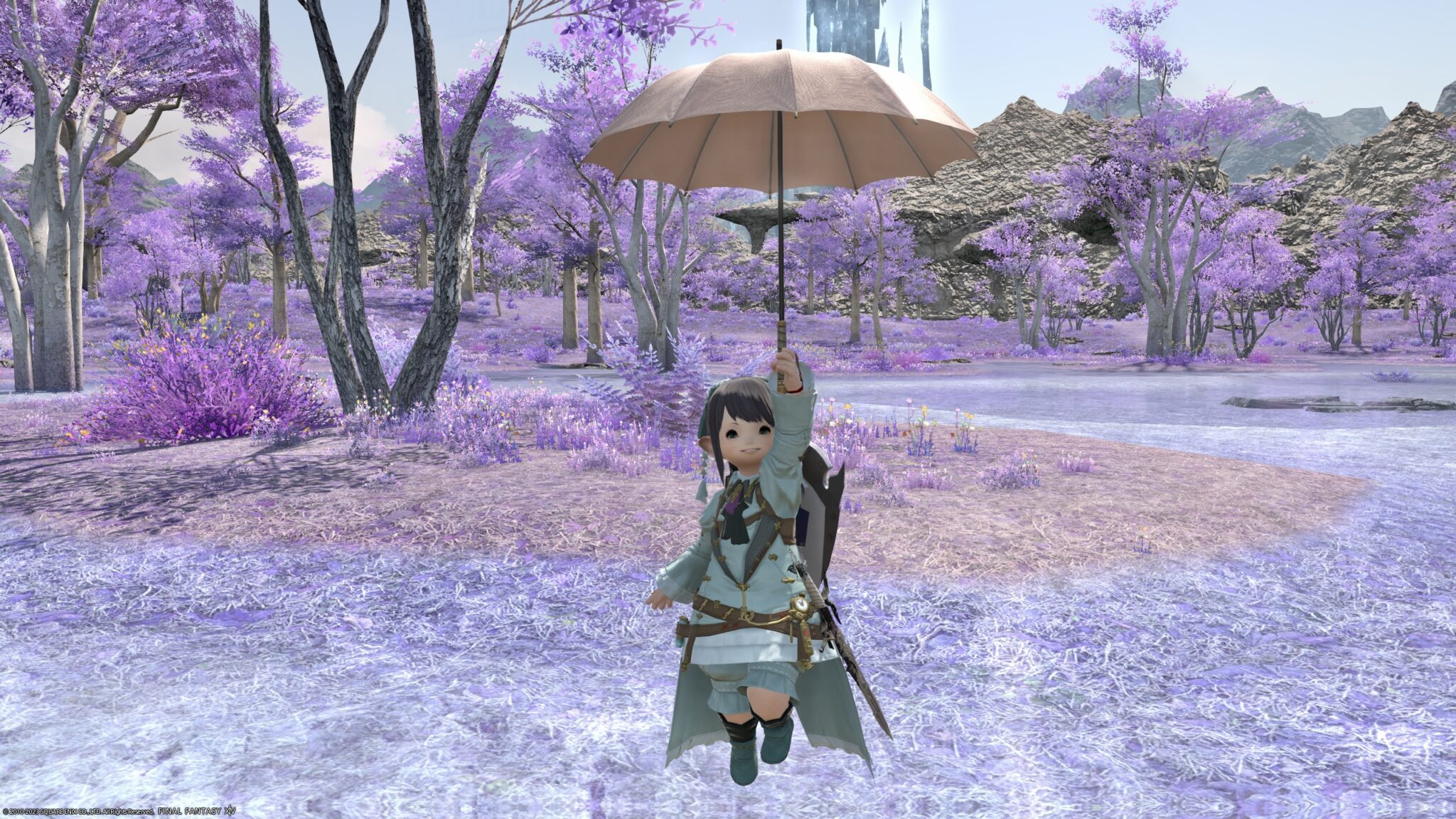 Cute pink witch umbrella mount with dancing flowers “Magicked Parasol ...