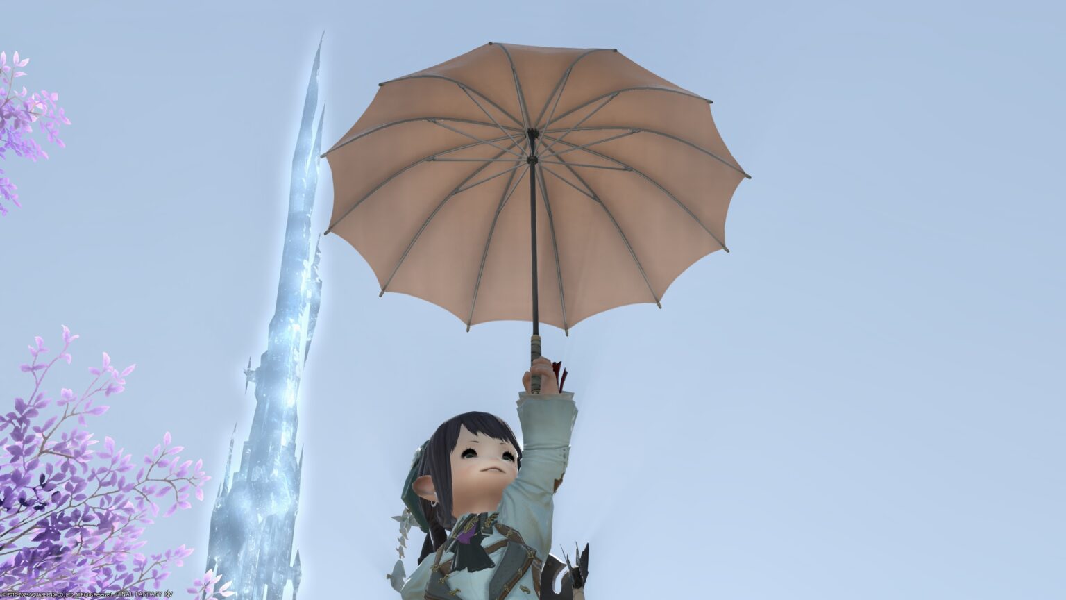 Cute pink witch umbrella mount with dancing flowers “Magicked Parasol ...