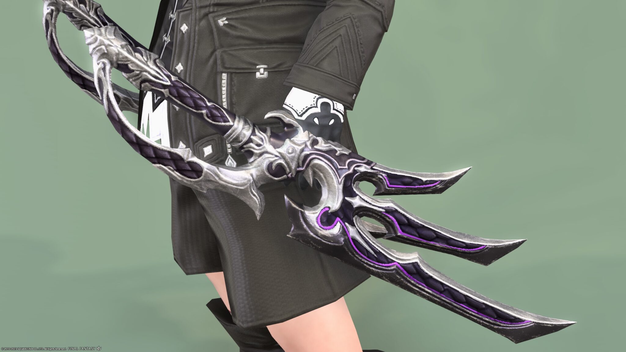 A trident “Devil’s Claw” Ninja weapon “Radiant’s Sword Breakers ...