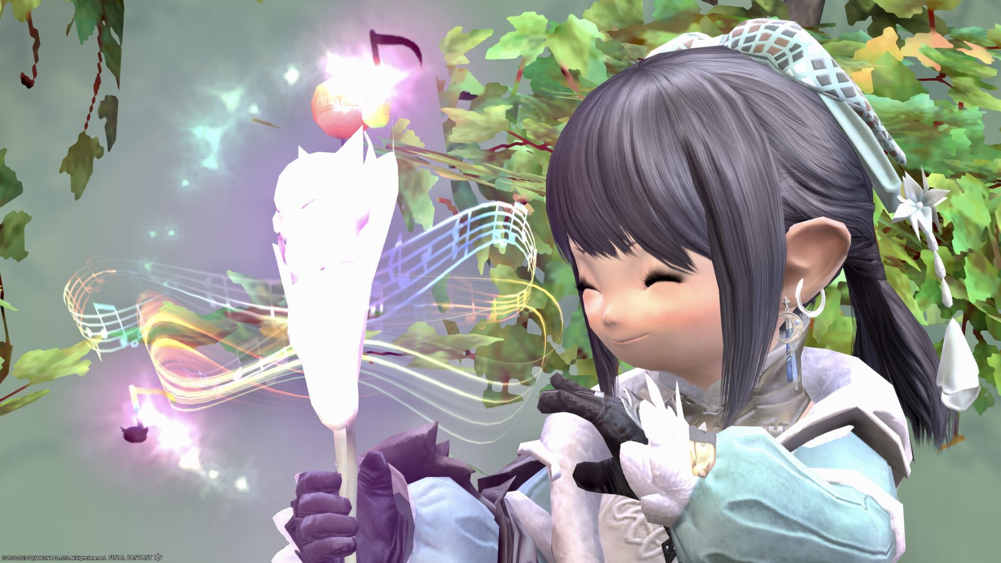 A cute moogle bouquet? White Mage’s precious glowing one-handed staff ...